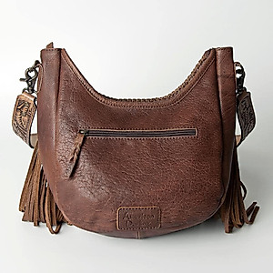 American Darling Large Crossbody Hand Carved Leather Fringe Purse for Women Western Handbags Purses Clutch Shoulder Bags (ADBG351)