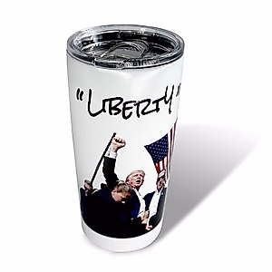 20oz Trump Tumblers - LIBERTY - 3D Printing Trump Stainless Steel Cup White 2024 Trump Insulated Tumbler for Gift Trump Thermal Coffee Mug 304 Stainless Steel Water Bottles for Hot and Cold Drinks