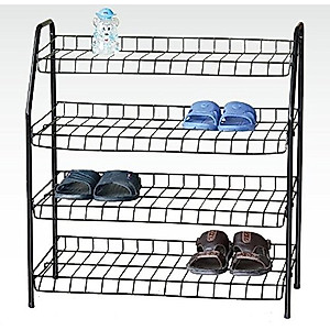 Uniware 4-Tier Metal Shoe Rack Home Portable Closet Storage Organizer Cabinet Shelf,Free Standing (Black)