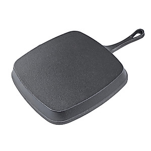 Potted Pans Square Cast Iron Skillet - 9.4-inch Pre-Seasoned Cast Iron Griddle Cooking Pan Camping Skillet Iron Pan