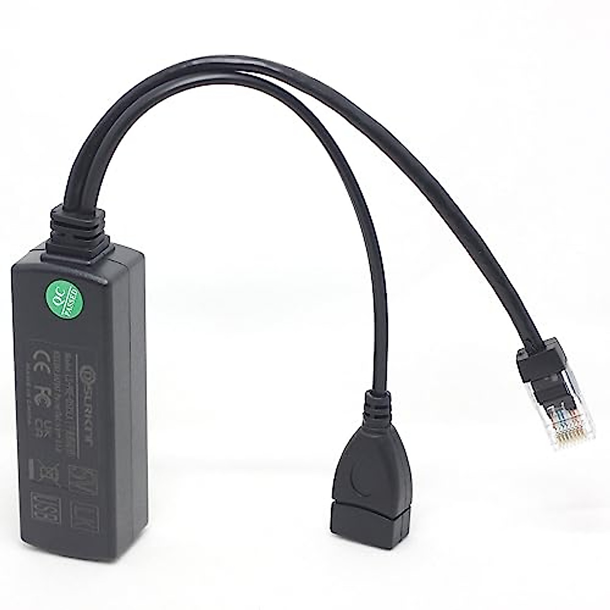 DSLRKIT Gigabit Ethernet Active PoE Splitter 48V to 5V 2.4A with USB Female Type A Port