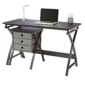 Realspace® X-Cross 48"W Computer Desk With File Cabinet, Black