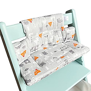 ZARPMA Highchair Cushion Compatible with Stokke Tripp Trapp Chiar High Chair Insert Cotton Fabric Cover Filled with Cotton Padding (Grey Forest)