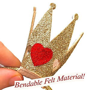 Purple Myrtle Queen of Hearts Crown Headband - Gold Tiny Crown for Women - Adult Costume Headwear - Halloween, Cosplay Party - Hand Wash Only - Unisex