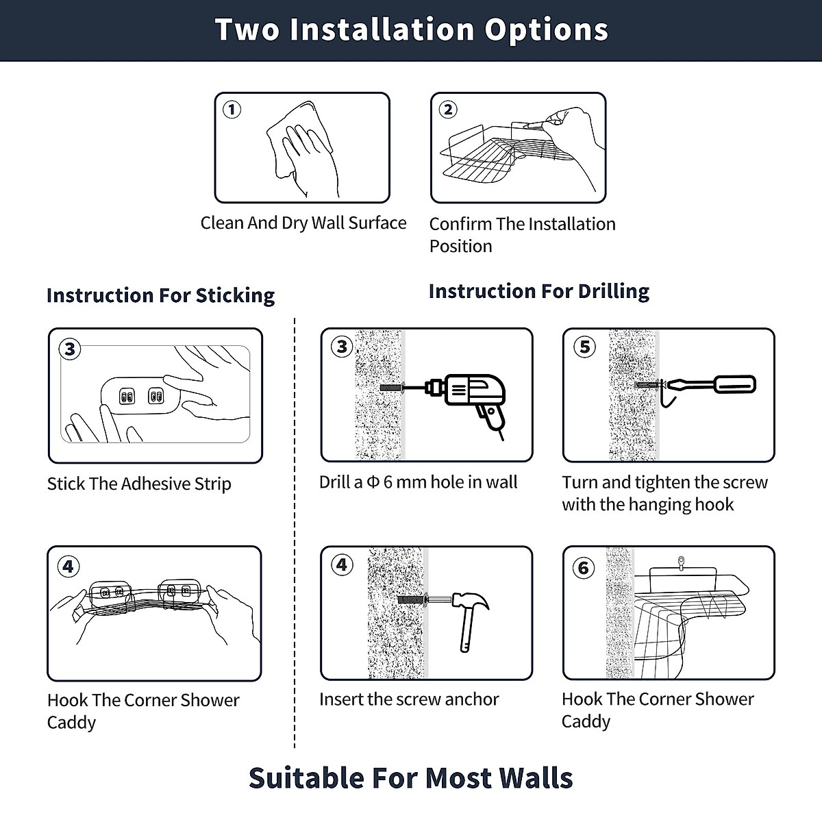 Kiemeu Corner Shower Caddy Shelf Bathroom Shower Organizer Corner Shower Shelf For Inside Shower Wall Mounted Shower Rack Organizer