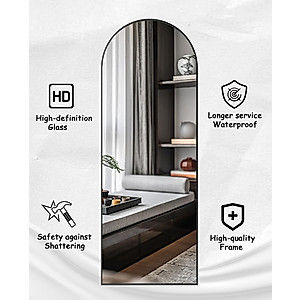 Rowjut 64"x21"Floor Mirror Arched Full Length Mirros, Mirror Floor Length Standing Hanging or Leaning & Large Full Body & Wall Mirror for Bedroom, Living Room, Aluminum Frame, Black