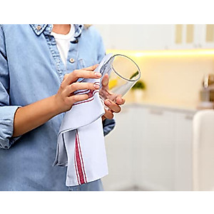 Utopia Towels 48X Pack Dish Towels (15 x 25 Inches)- 100% Ring Spun Cotton- Super Absorbent- Linen Kitchen Towels- Soft Reusable- Cleaning Bar, and Tea Towels Set (24X Blue & 24X Red)