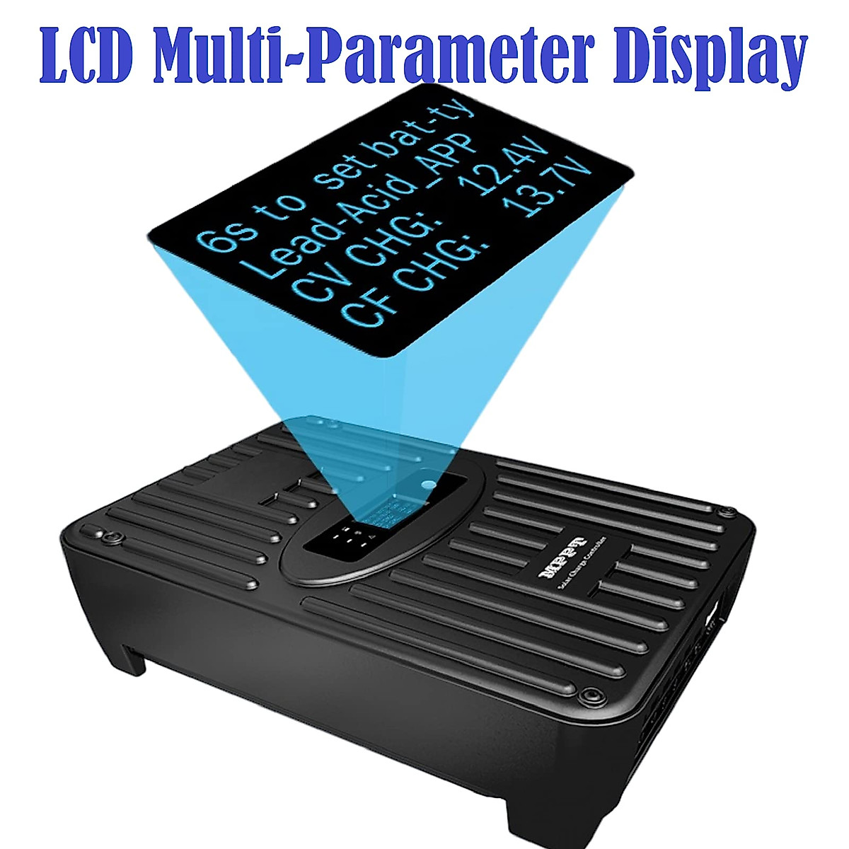 60 Amp MPPT Solar Charge Controller 12V 24V DC Input Negative Ground Max 150V Input Max Solar Panel Charger Controller LCD Backlight Solar Panel Regulator fit for Gel Sealed Flooded Lithium Battery