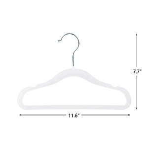 Finnhomy Non-Slip Clothes Hangers for Baby and Kids 30-Pack Velvet Hangers with 10 Finger Clips, White