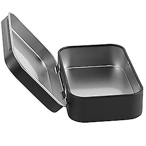 ZOENHOU 60 PCS 3.7 x 2.3 x 0.8 Inch Rectangular Metal Empty Hinged Tins, Matte Black Portable Small Storage Tin Box Containers with Lids, Home Organizer for Jewelry Crafts Candy Gift Card Holder