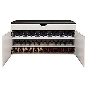 Shoe Bench Organizer Shoe Racks Entryway Shoe Cabinet Shoe Organizer Bench Coat Rack with Shoe Storage Bench Cabinet Shelf Rack Organizer Cubby Runk (Color : White, Size : 80 * 35 * 52cm)