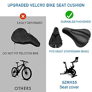 Gel Bike Seat Cushion Cover Extra Soft Padded Bike Seat Cover for Women Men, Most Comfortable Bike Accessories Fits Peloton/Mountain/Stationary/Road/Spin Class Exercise Bicycle Indoor&Outdoor Cycling