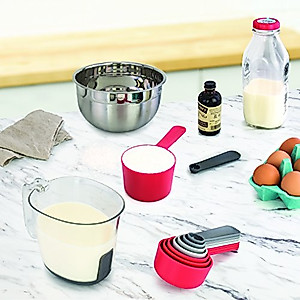 Tovolo Magnetic Nested System Cups & Spoons for Wet and Dry Ingredients, Cup Baking Set, Measuring Spoons & Cups for Cooking, Dishwasher-Safe & BPA-Free, Candy Apple Red