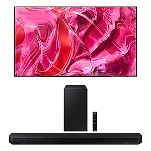 SAMSUNG QN55S90CAFXZA 55 Inch 4K OLED Smart TV with AI Upscaling with a HW-Q600B 3.1.2ch Soundbar with Dolby Atmos and DTS:X (2023)