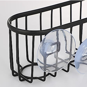 Generic Premium Kitchen Sink Organizer with Suction Cups for TWO Brushes, Sponges, Scrubbers, Soap, Kitchen (7.2 x 2.6 x 3 inches) = Sponge & Brushes NOT INCLUDED, medium, black