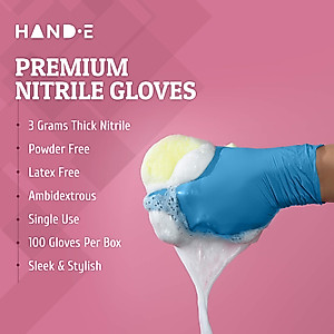 Hand-E Touch Blue Nitrile Disposable Gloves X Small 100 Count - Latex Free Medical Exam Gloves, Powder Free Food Safe Cooking Gloves