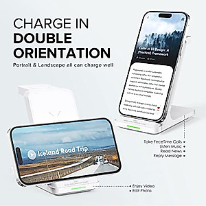Wireless Charging Station, 3 in 1 Fast Wireless Charger Stand for Multiple Devices Apple Watch Ultra Series 8 7 6 SE 5 4 3 2, iPhone 14 13 12 11 Pro Max/14 Plus/Mini/X/XS/XS Max/XR/SE, Airpods Pro 2 3