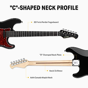 Donner 39 Inch Electric Guitar, Designer Series DST-200 Stylish Solid Body Electric Guitar for Beginner Intermediate & Pro Players, Single Coil Split System, Bonus Bag, Cable, Strap