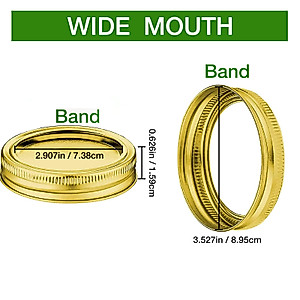 GOLDEN HARVEST 24 Pieces WIDE MOUTH Canning Jar Replacement Metal Rings Practical Screw Jar Bands Leak Proof Tinplate Metal Bands Rings, Compatible with Mason Jar (Gold)