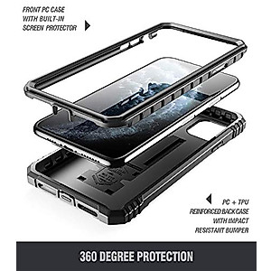 Poetic iPhone 11 Pro Rugged Case with Kickstand, Full-Body Dual-Layer Shockproof Protective Cover, Built-in-Screen Protector, Revolution Series, for Apple iPhone 11 Pro (2019) 5.8 Inch, Black