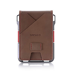 Dango Slim Minimalist Wallet for Men - RFID Blocking - Leather- Bifold, Rawhide/Slate Grey