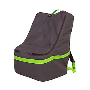 J.L. Childress Ultimate Backpack Padded Car Seat Travel Bag, Grey with Lime Trim, Grey/Lime Green