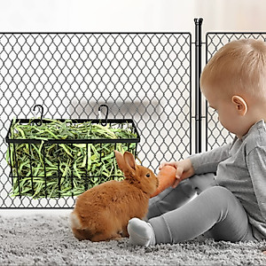 2PCS Rabbit Hay Feeder Guinea Pig Hay Feeder with Heavy Duty Metal Frame hay Rack Pet Grass Feeder Small Animal Basket with Hook Metal Feeding Rack for Rabbits Guinea Pigs Chinchillas Timothy