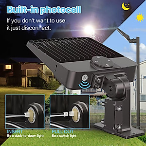 HYPERLITE Parking Lot Light 200W: 30000LM 5000K LED Parking Lot Lights Outdoor with Photocell, Arm & Slip Fitter 2 in 1 Mount LED Pole Light for Parking Lot, Garage, Barn, Roadways, Driveways