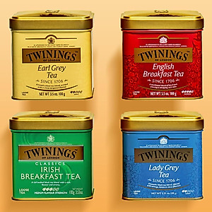 Twinings Earl Grey Loose Black Tea Tin, Flavored with Citrus and Bergamot, Caffeinated, 3.53 Ounce Tin (Pack of 3)