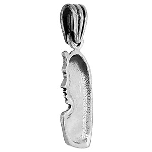 Small 3/4 inch Sterling Silver Egyptian Pharaoh Pendant for Women Diamond-Cut Oxidized finish NO Chain