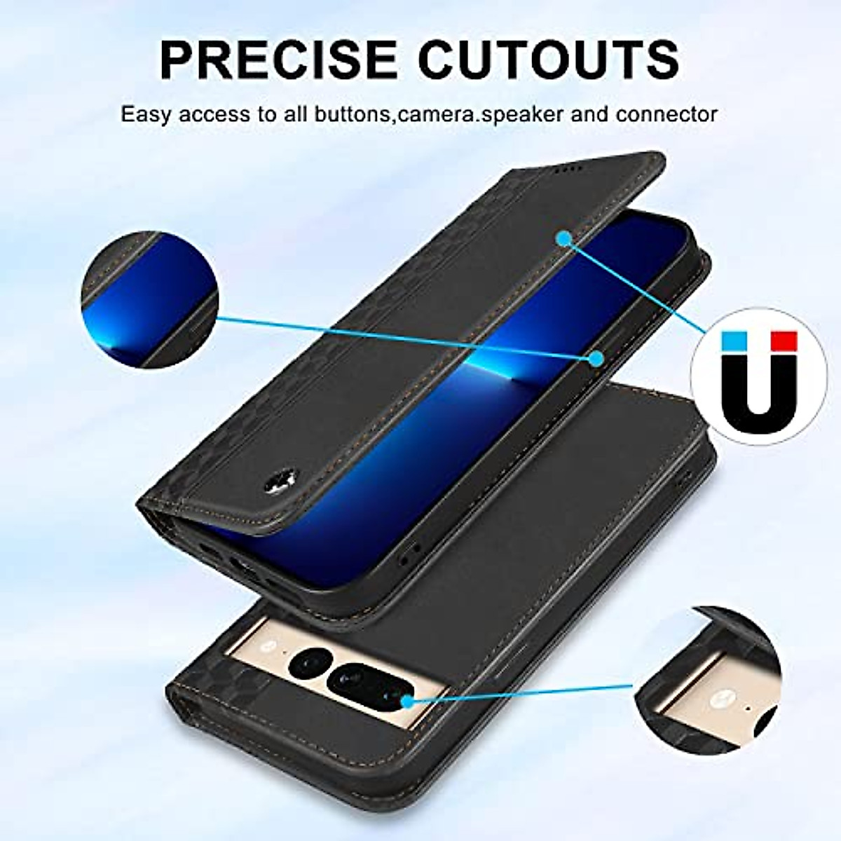 Oduio 7 Pro 5G (6.7") Wallet Case Premium PU Leather Flip Folio Case with [Shockproof TPU Inner Shell] Card Holders Slots Magnetic Kickstand Phone Cover, Black