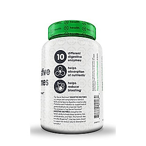 Top Secret Nutrition Digestive Enzymes with Prebiotics and Probiotics, and Bioperine for Better Digestion and Nutrient Absorption, Helps with Bloating and Gas (90 veggie caps)