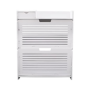 Goudergo 2 Layer Tipping Bucket Shoe Rack,White Shoe Storage Cabinet,Narrow Shoe Cabinet for Entrances & Hallways & Living Room & Study & Bedroom & Corridor,Etc
