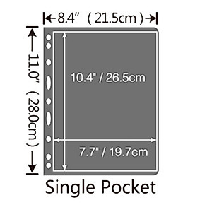 MUDOR Vario Stamp Pages for Stamp Album Binder, 10 Sheet (20 Page) 1 Row Pages for Stamp Collectors, Professional Pack (1 Row)