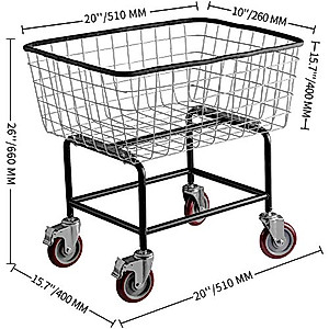 VEVOR Wire Laundry Cart, 2.5 Bushel Wire Laundry Basket with Wheels, 20''x15.7''x26'' Commercial Wire Laundry Basket Cart, Steel Frame With Chrome Finish, 5inch Casters, Wire Cart For Laundry