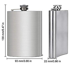 Hillside-Kit Hip Flask for Liquor 8 Oz Stainless Steel Leak proof with Funnel Flask set men flask women flask set (Silver 2pcs)