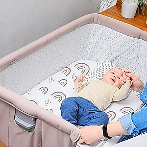 Gllquen Baby Bassinet Crib Sheets Set, Breathable Cozy Fitted Mattress Sheet, Elastic Travel Crib Fashionable Floral Pattern, Standard Cradle Safe Sheets for Baby Boy Girls 32"X16" (Rainbow)