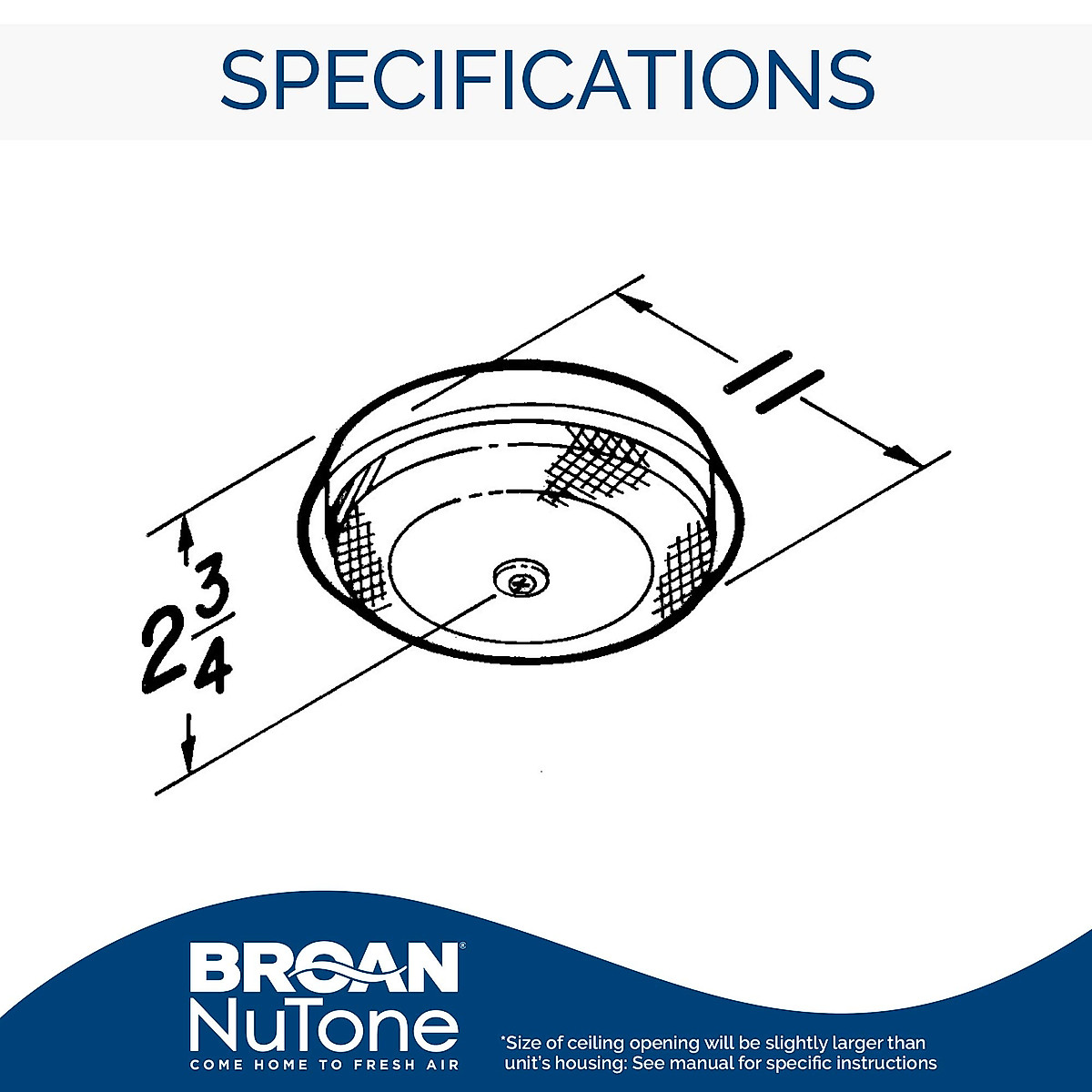 Broan-NuTone 157 Low-Profile Fan-Forced Ceiling Heater, Enclosed Sheath Element for Bathroom, Kitchen, and Home, Standard, Satin Aluminum
