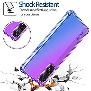 KOARWVC Case for Realme 7 4G/Realme Narzo 20 Pro Case, Crystal Clear Case Gradient Slim Anti Scratch TPU Shockproof Protective Phone Cases Cover for Realme 7 4G (Purple/Blue)
