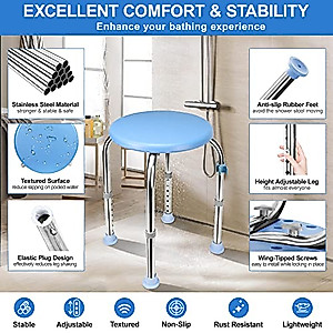 UGarden Heavy Duty Stainless Steel Shower Stool, 350lbs Bath Seat Chair, Round Bathtud Seat w/Assist Grab Bar, Handicap Bathroom Stool, Adjustable Bath Stool Seniors, Disabled, Handicap, Injured