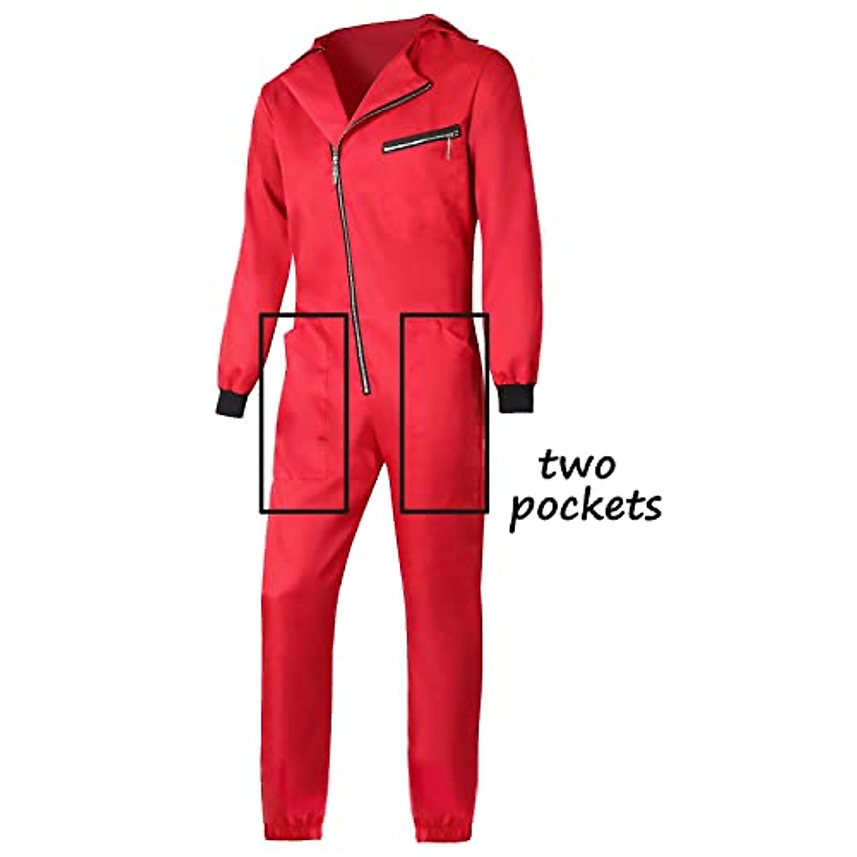 Fairycece Money Costume Heist Red Jumpsuit With Hood Women Casa De Papel La Men Coverall