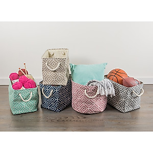 DII Collapsible Polyester Storage Bin, Stained Glass, Aqua, Large Rectangle