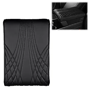 Hawyet 1 PC Car Memory Foam Center Console Armrest Pad, 12.59" x 8.66" x 1.96" Corrugated Leather Armrest Box Booster Pad, Universal for All Seasons, Suitable for Most Models (Black)