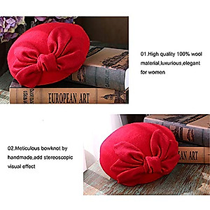 F FADVES Women's Pillbox Calot Hat Formal Vintage Wedding Tea Party Fascinators with Bow Red