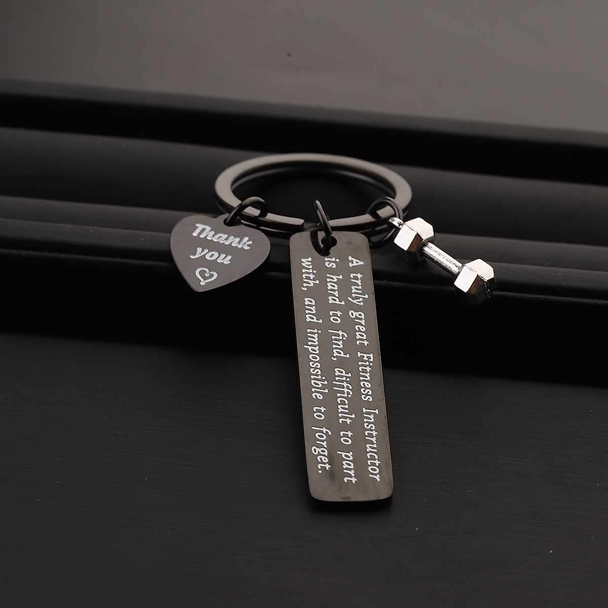 ENSIANTH Fitness Instructor Gift A Truly Great Fitness Instructor is Hard to Find Keychain Personal Trainer Gift Instructor Thank You Gift (Truly Fitness Black-K)