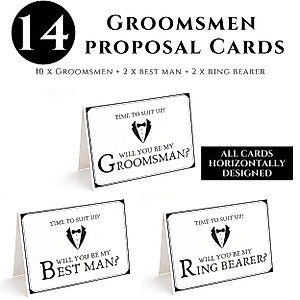 14 Groomsmen Gift Bags & 14 Groomsmen Proposal Cards for 10 Groomsmen, 2 Best Man and 2 Ring Bearer - Thank You Groomsmen Giftbags & Will You Be My Groomsman Cards for Wedding Bachelor Party