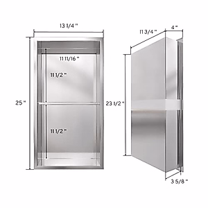 Odass | Shower Niche | 24" X 12" | NO Tile Needed | Rectangular Stainless Steel #304 Niche | Brush Recessed Single Shelf Organizer | Bathroom Storage for Shampoo Bottle |