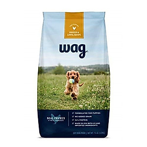 Amazon Brand - Wag Grain Free Dry Dog Food for Puppies, Chicken & Lentil Recipe (15 lb. Bag)