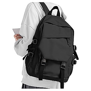 Black Laptop Backpack For Women Men 14 Inch Waterproof College Backpack With Laptop Compartment Aesthetic Backpack Small Backpack Purse For Women Anti Theft Cute Backpack Lightweight Work Backpack
