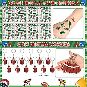 Football Party Favors 72 PCS Football theme Slap Bracelet Keychain Tattoo Stickers Plastic Straws Silicone Bracelet Gift Bags for Kids Sports Theme Birthday Party Gift Giving Classroom Rewards